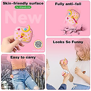 Mulafnxal for Airpods 3 Case Cute 3D Anime Lovely Unique Cartoon for Airpod 3rd Generation Silicone Cover Fun Funny Cool Design Fashion Cases for Boys Girls Kids Teen for Air pods 3 (2021) (Moon Star)