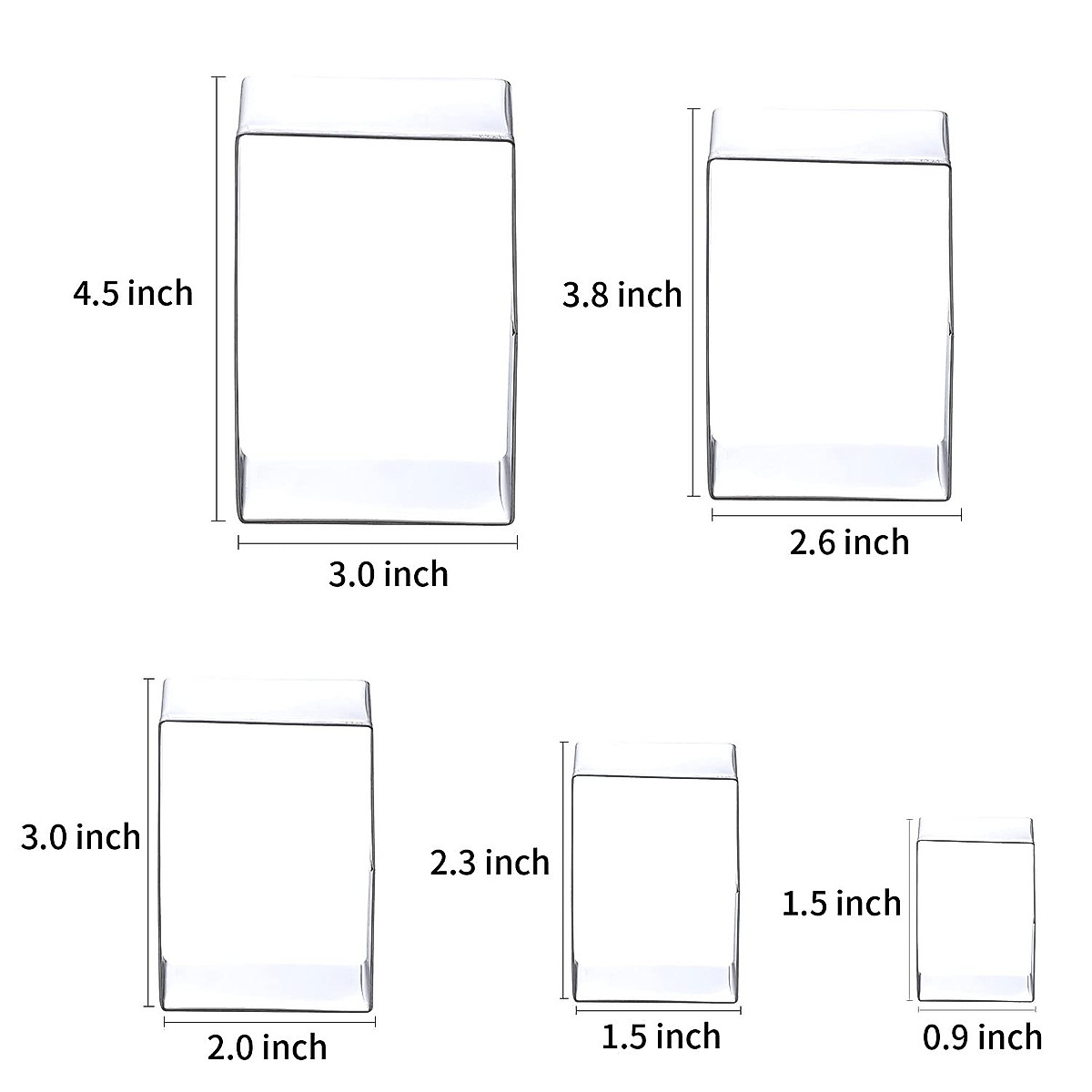Kyerbaino 5Pcs Rectangle Cookie Cutter Set, Stainless Steel Biscuit Baking Molds Fondant Cake Cookie Cutter Rectangle Shaped Cutter