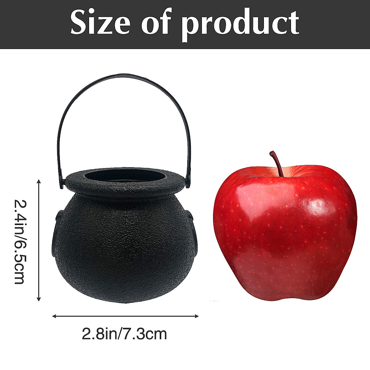 Lshfwn 24 Pack Plastic Cauldron,Black Mini Witch Cauldron with Handle,Halloween Candy Cauldron Kettles,Plastic Candy Holder for Party Decoration Supplies St Patrick's Day