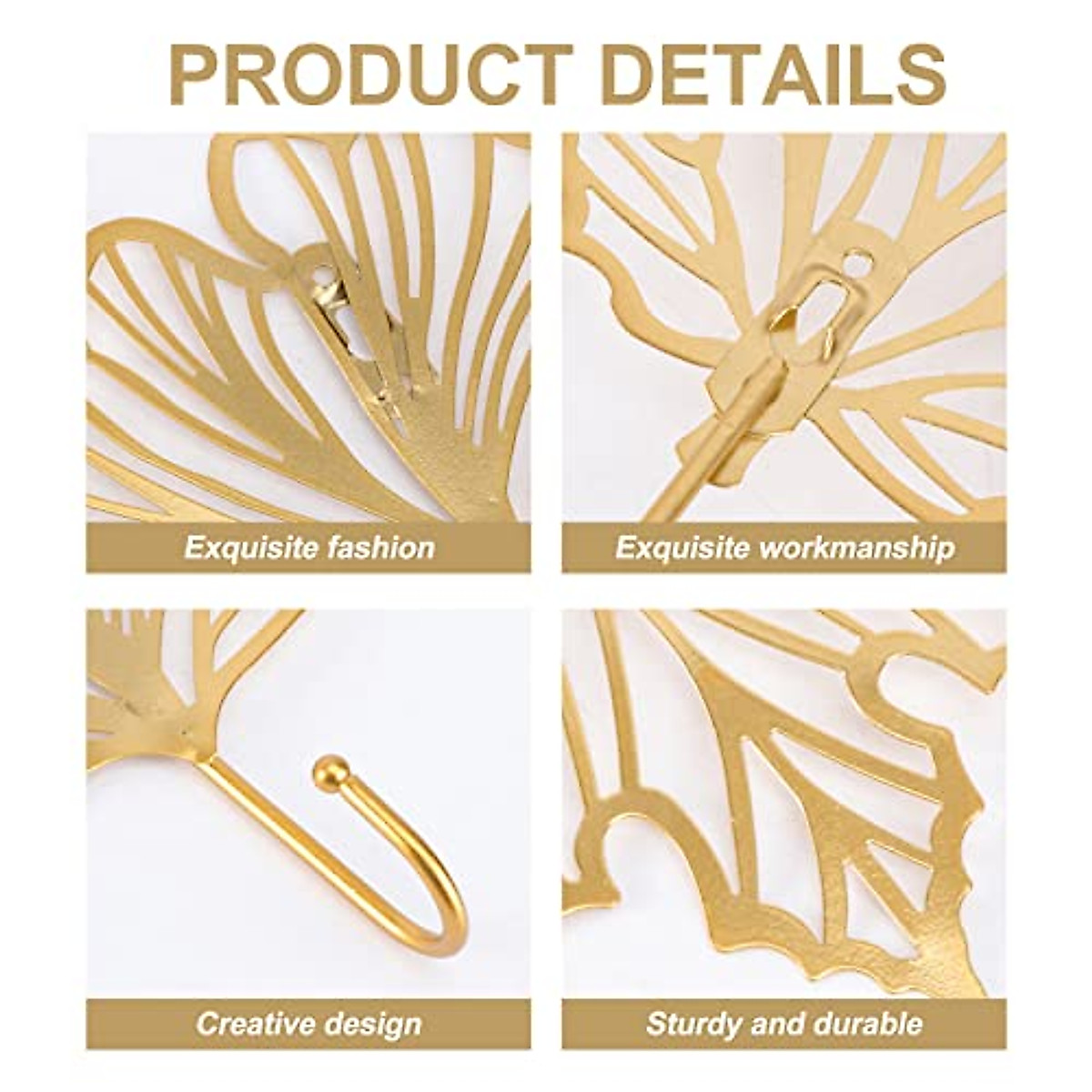 Cabilock 2pcs Gold Leaf Hooks Entryway Door Hooks Ginkgo Leaf Maple Leaf Hanging Hooks Decorative Wall Hook Hanger for Clothes Coat Hat Scarf