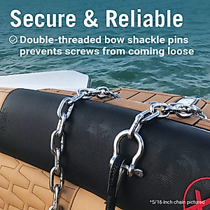 Stainless Steel Anchor Chain, Boat Anchor Chain, Anchor Chains for Boats, Stainless Anchor Chain, Double Boat Anchor Shackle Link Ends Marine Grade Boat Accessories 4 Ft Chain 1/4" Width