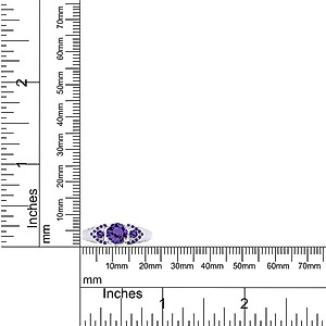 AFFY Simulated Amethyst Princess Engagement Ring in 14k White Gold Over Sterling Silver, Ring Size-7