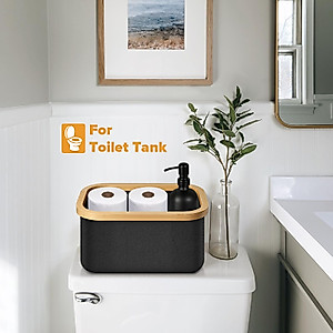 ALPIRIRAL Storage Basket For Organizing, Storage Baskets For Tank Topper, Black Storage Baskets For Shelves,Closet, Fabric Storage Bins With Bamboo Handles, 2 Pack