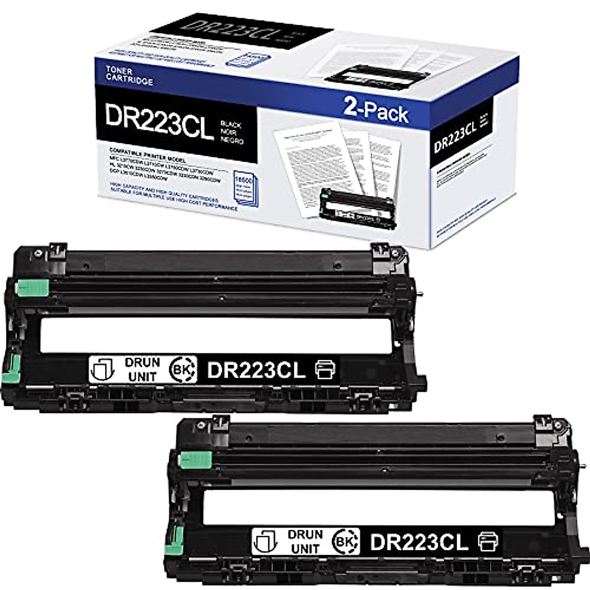 ETECHWORK Compatible DR223CL Drun Unit Replacement for Brother MFC L3770CDW L3710CW L3750CDW L3730CDW HL 3210CW 3230CDW 3270CDW 3230CDN 3290CDW DCP L3510CDW L3550CDW (Black,2-Pack)