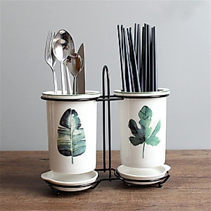 OUSIKA Utensil Caddy Ceramic Chopstick Holder Storage Box Pen Holder Shelves