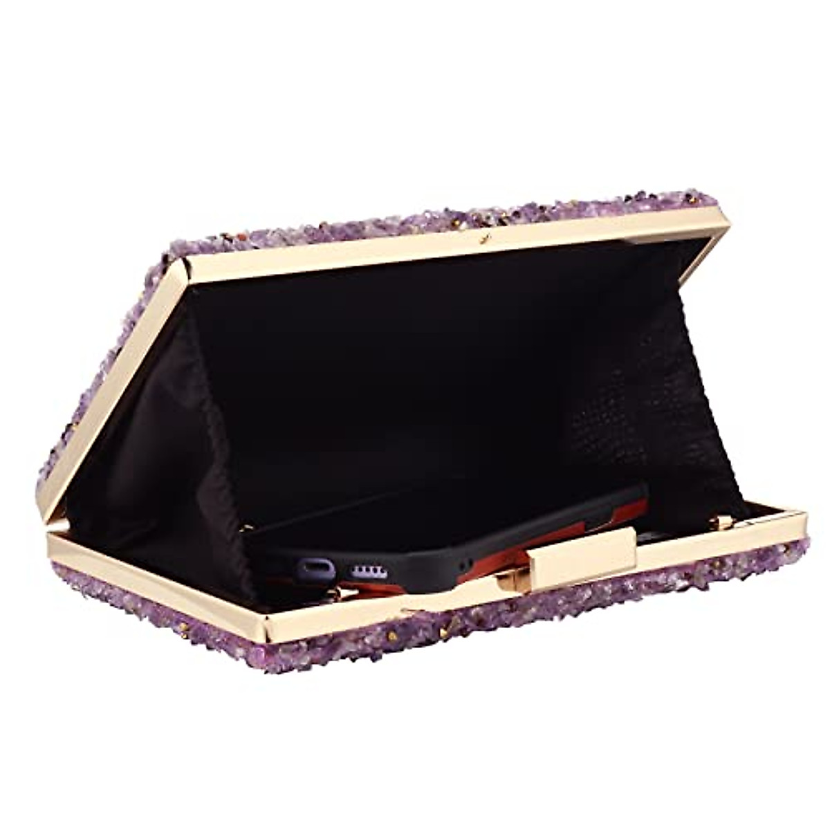 Elegant Sparkling Glitter Evening Clutch Bags Bling Evening Handbag Purses For Wedding Prom Bride (Purple) One Size