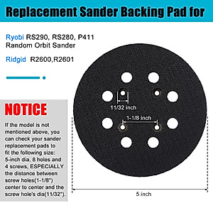 2 Pieces 5 Inch 8 Hole Hook and Loop Orbital Sander Replacement Pad Backing Pad (Black,)
