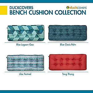 Duck Covers Water-Resistant Indoor/Outdoor Bench Cushion, 42 x 18 x 5 Inch, Blue Lagoon Geo, Patio Bench Cushion
