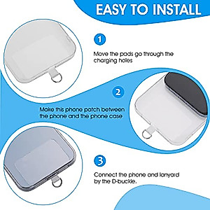 Cobee Universal Phone Tether Tabs, 4 Pcs 2.28" x 1.5" D-Buckle Phone Lanyard Replacement Part PVC Transparent Phone Lanyard Patches for Safety Drop Protection Compatible with Most Smartphones