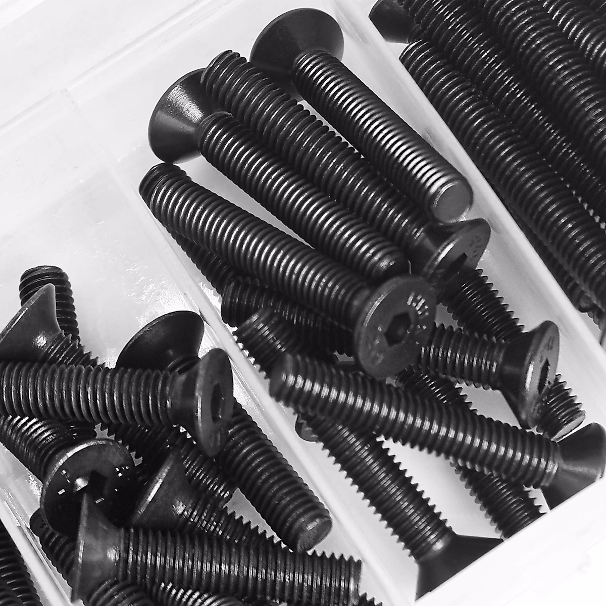M5 x 20mm 25mm 30mm 35mm 40mm Flat Head Socket Cap Screws Countersunk Bolts, 10.9 Grade Alloy Steel, Black Oxide Finish, Fully Threaded, Metric Allen Hex Drive, Assortment Kit 50PCS