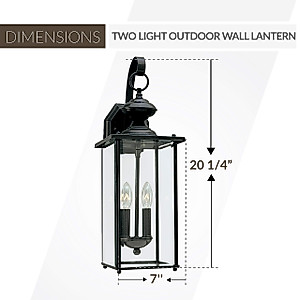 Generation Lighting 8468-12 Jamestowne Transitional Two - Light Outdoor Wall Lantern Outside Fixture, Black Finish