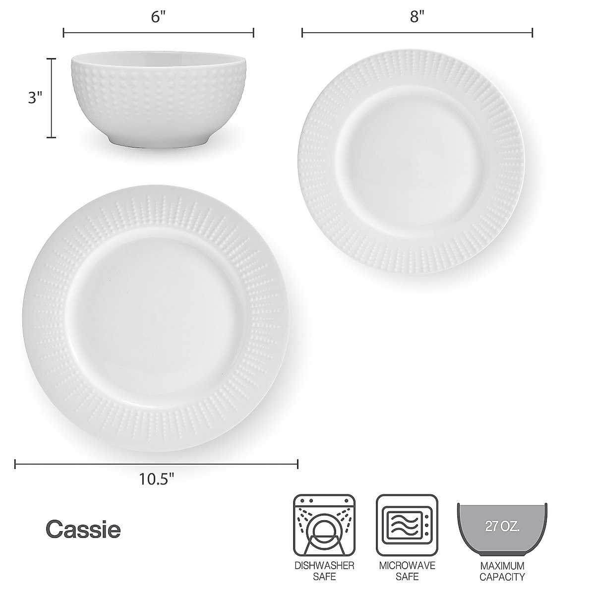 Pfaltzgraff Cassie 12 Piece Dinnerware Set, Service for 4