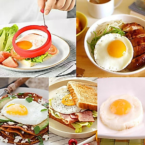 YOLCAR Egg Ring Set, Silicone Egg Ring Molds, Fried Egg Rings and Non-stick Egg Cooker Ring, Multicolor, 4Pack