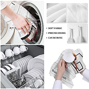 Kitchen Towels Set I Love Basketball Dish Towel Sport Wood Grain Dishcloths 2 Pack, 18x28 Inches Absorbent Soft Cotton Dish Cloths Bar Towels & Tea Towels