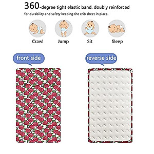 Roses Themed Fitted Crib Sheet,Standard Crib Mattress Fitted Sheet Ultra Soft Material-Baby Sheet for Boys Girls,28“ x52“,Multicolor