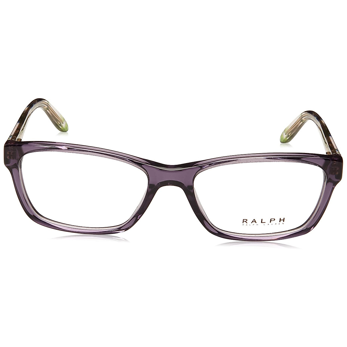 Ralph by Ralph Lauren Women's RA7039 Square Prescription Eyewear Frames, Shiny Transparent Violet/Demo Lens, 53 mm
