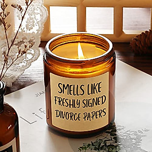 Lavender Scented Candle - Divorce Gifts for Women, Freshly Signed Divorce Papers Candle, Break Up Gift for Her, Best Friend, Sister, Sister in Law, Bestie, BFF, Coworker (Brown)