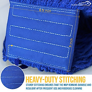 KLEEN HANDLER Blended Loop End Heavy Duty Mop Head Replacement, Wet Mop Refills for Industrial and Commercial Use, Dark Blue, 32 Oz (3-Pack)