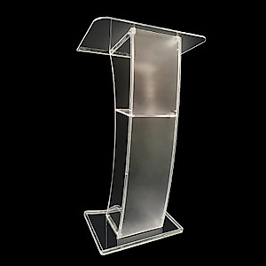 YIYIBYUS Mobile Detachable Acrylic Transparent Curved Podium for Speeches, Opening Ceremonies, Celebrations and Other Occasions,Countertop Size 60x40cm,Easy Assembly Required (Arc)