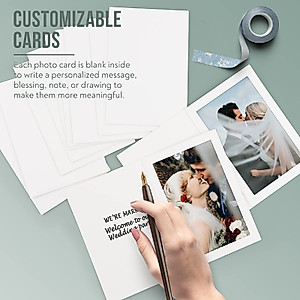 Golden State Art, Pack of 200, 4x6 Photo Folders, Cardboard Picture Frame, Paper Photo Frame Cards, Greetings/Invitation Cards, Special Events: Graduation, Christmas, Wedding (White)