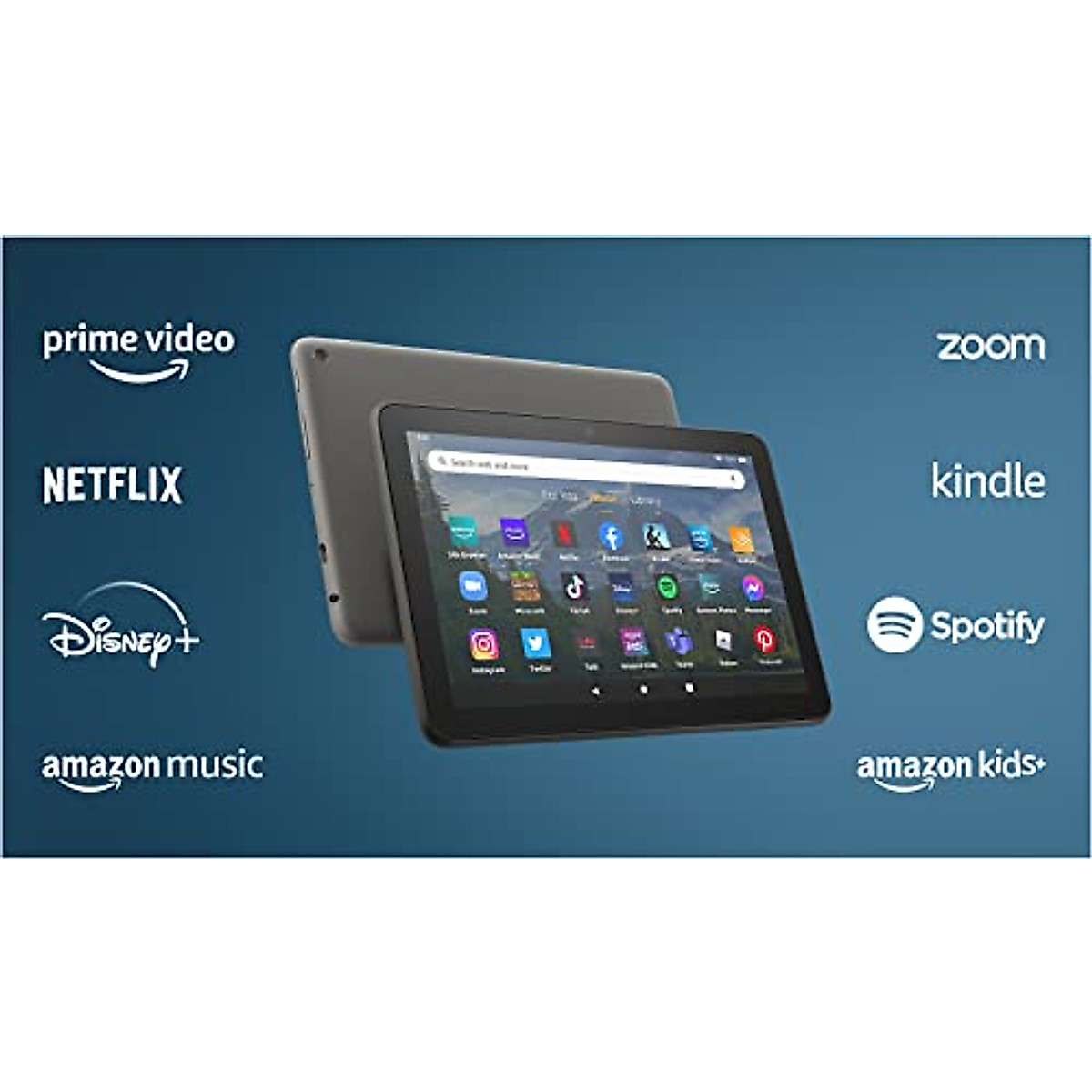 Amazon Fire HD 8 Plus tablet, 8” HD Display, 32 GB, 30% faster processor, 3GB RAM, wireless charging, (2022 release), Gray, without lockscreen ads