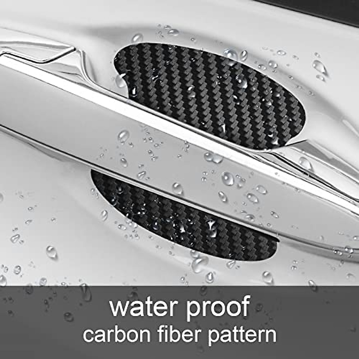 jeseny 4PCS Car Door Handle Sticker, Universal for Most Car Handles, Carbon Fiber Anti-Scratches Car Door Cup Protector, Non-Marking Auto Door Handle Protective Film (Black)