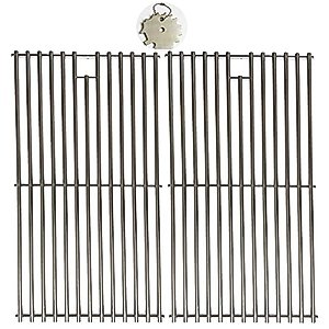 GRILLJOB 2 Pack 16 15/16" x8 5/16" Stainless Steel 304 Grill Grates Replacement Upgraded with Finger Lifting Hole for Kenmore CharBroil Broil King Kirkland Master Chefand Thermos Grill Models, SC1702