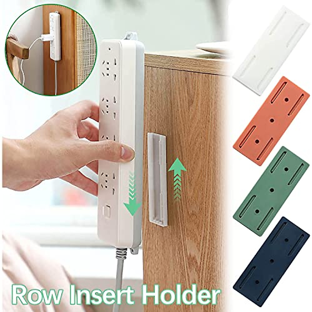 QKKO Adhesive Punch-Free Socket Holder, Self-Adhesive Desktop Socket Fixer, 2023 New Adhesive Punch Free Socket Holder, Self Adhesive Power Strip Holder, Storage Socket Slide (8PCS Blue)