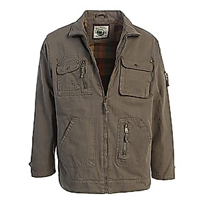 Gioberti Men's 100% Cotton Casual Outerwear Twill Multi Pocket Cargo Shirt Jacket, Olive, L