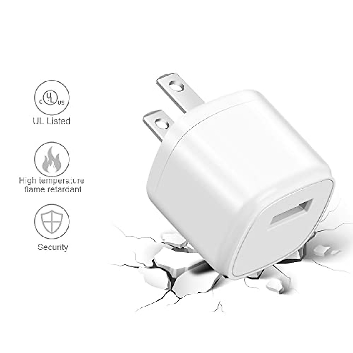 2-Pack USB Wall Charger Plug,5V/1A Charger Block Cube Compatible with iPhone,iPod,Watch,Headset(2 Pack)