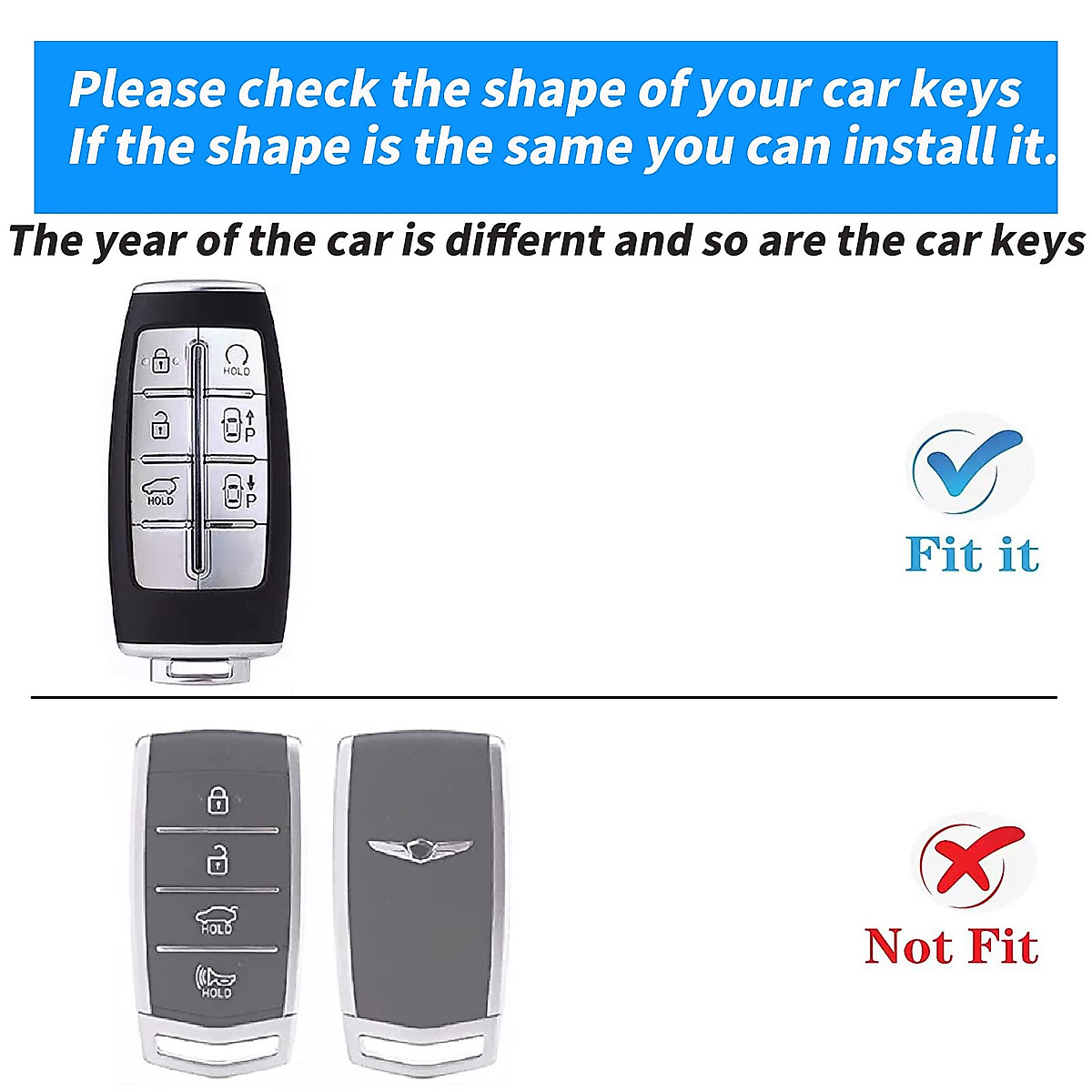 Aideco TPU Key fob Cover Compatible with Hyundai Genesis GV80 GV90 G70 G80 G90 GV70 Accessories Smart 6 Buttons Keychains (Blue)