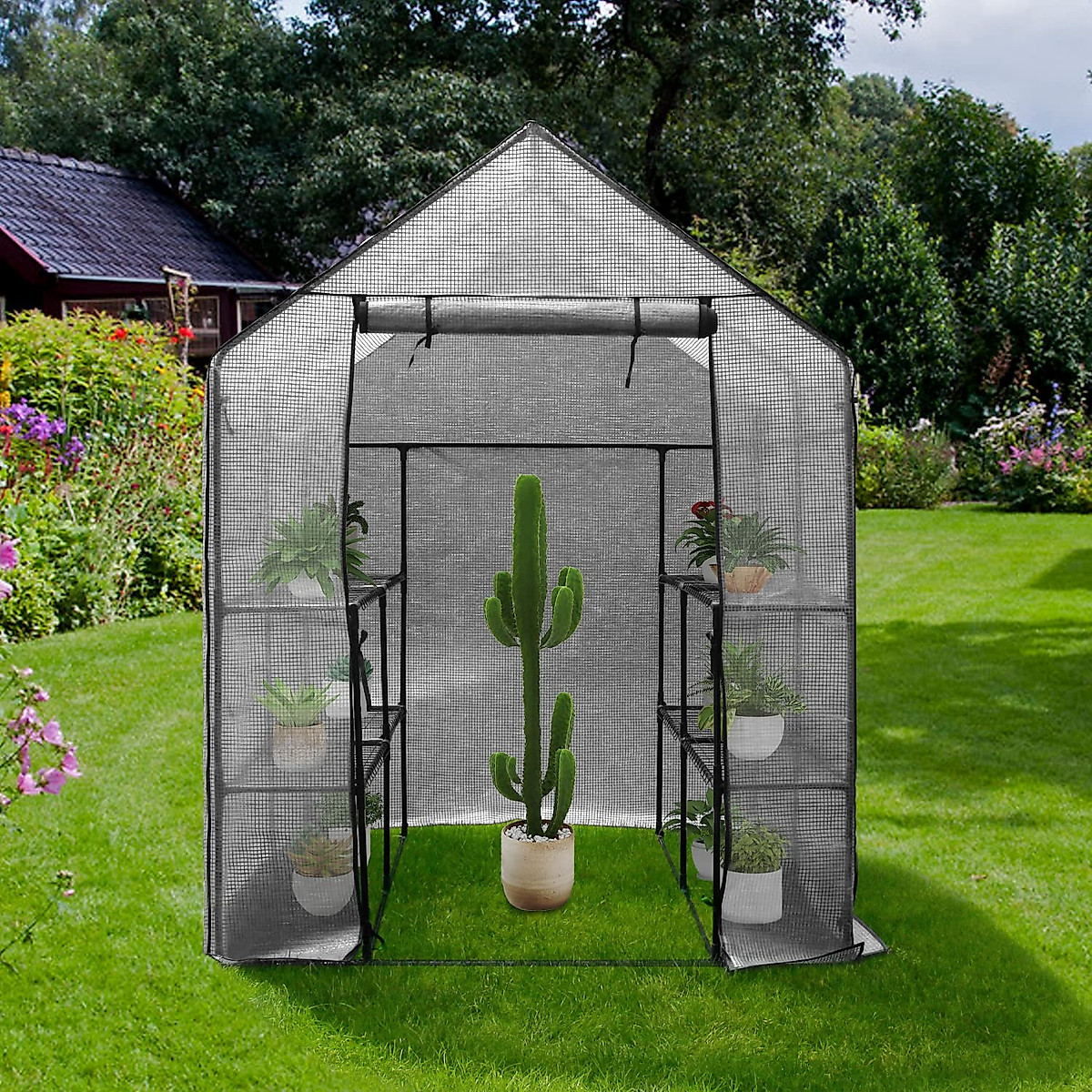 LYNSLIM Mini Greenhouse, 48" x 24"x 21.6" PE Cover, Garden Greenhouse with Roll-up Zipper Door, Portable Garden Green House for Indoor Outdoor