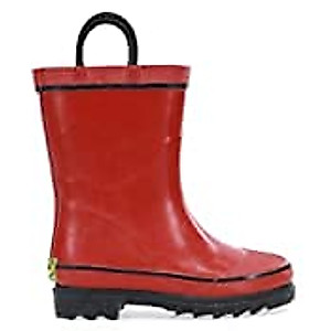 Western Chief Kids Waterproof Rubber Classic Rain Boot with Pull Handles, Red, 2 M US Little Kid