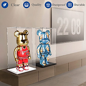 DuvinDD Acrylic Display Case for Large Collectibles, 29 inch Tall Clear Display Box for Bearbrick 1000% Lego 10341 Doll Figure Dustproof Protective Showcase Stand, Assemble Acrylic Box with Black Base