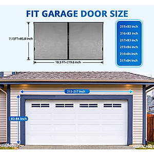 Garage Door Screen For 2 Car 18x7FT, Magnetic Screen Garage with Retractable Fiberglass Mesh and Heavy Duty Weighted Bottom, Easy Assembly & Pass, Hands Free Screen Door w/ 40 Magnets for Garage/Patio