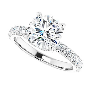 JEWELERYIUM 2 CT Round Cut Colorless Moissanite Engagement Ring, Wedding/Bridal Ring Set, Solitaire Halo Style, Solid Sterling Silver Vintage Antique Anniversary Promise Gift for Her (4.5), White