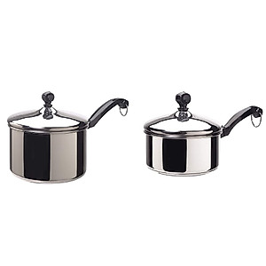 Farberware Classic Stainless Steel Sauce Pan/Saucepan with Lid, 3 Quart, Silver & Classic Stainless Steel Sauce Pan/Saucepan with Lid, 1 Quart, Silver,50000