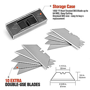 ValueMax Folding Utility Knife Set, All Metal Liner Lock Box Cutter, Quick Change Blade Razor Knife, with 10 Extra SK5 Blades, Set of 3 (Green, Orange, Gray)