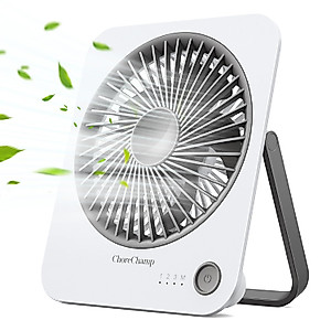 ChoreChamp Rechargeable Fan Portable,4000mAh USB Small Desk Fan with 4-Speed Strong Airflow, Hangable Ultra-thin Folding Camping Fan for Travel, Office, and Home Use