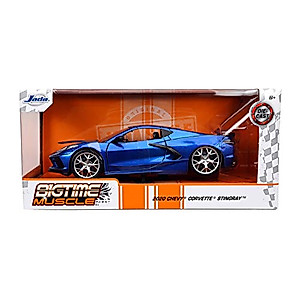 Jada Toys Bigtime Muscle 1:24 2020 Chevy Corvette Stingray Die-cast Car Candy Blue, Toys for Kids and Adults