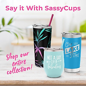 SassyCups Tropical Print Vacuum Insulated Stainless Steel Skinny Tumbler with Straw - Travel Gift, Christmas Gift, Tropical Palm Tree Themed Water Bottle, Travel Mug - Gift for Vacation, Adventure