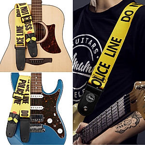 Amumu Guitar Strap for Acoustic Electric Guitars Bass Guitars with print DO NOT CROSS POLICE LINE