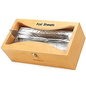 Libreshine Foil Sheet Dispenser for Drawer, Holder for 12×10.75, 9×10.75 Inches Pop Up Foil Sheets, Wax Paper Sheets, Bamboo Wall Mount Kitchen Pre-Cut Sheets Organizer