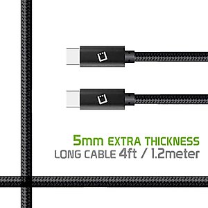 Dual USB-C/PD 60W Fast Charging Cord Compatible with Oppo Reno2 Plus 5Gbps Data Transfer for Power Delivery Hi Capacity Charging (Black)