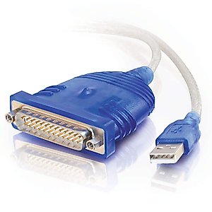 Legrand - C2G USB to DB25 Serial Adapter Cable, Adapter Cable, USB to Desktop Adapter, 6 Foot Adapter Cord, Gray, 1 Count, C2G 22429