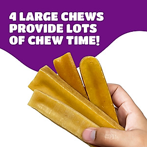Healthy Yak Cheese Himalayan Chews, All-Natural & High in Protein, Odorless & Long Lasting Yak Chews for Large Dogs & Medium Dogs, Yak Cheese Dog Chews for Aggressive Chewers, 4 Large Pieces.