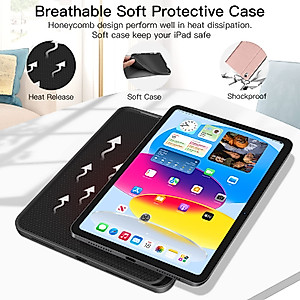 JUQITECH iPad 10th Generation Case with Keyboard 2022 10.9inch - 7Colors Backlit Wireless Rechargeable Detachable Keyboard, Flip Stand Keyboard Cover Case with Pencil Holder for New iPad 10th Gen 2022