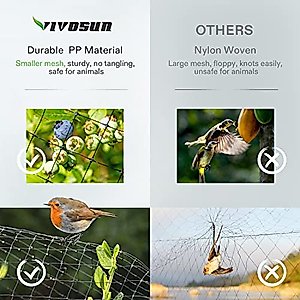 VIVOSUN Garden Netting, 7.5' x 65' Reusable Protection Net Mesh, Black Heavy Duty Trellis Netting, Garden Block Netting for Plants, Fruit Trees, Vegetables and Other Animals