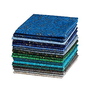 Connecting Threads Blender Collection Precut 20 pcs 18"x22" 100% Cotton Quilting Fabric Bundle Fat Quarter (Quartz Metallic Tonals Cool)