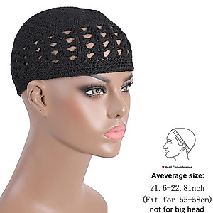 Qovelly 100% Cotton Lattice Crochet Knit Kufi Caps 3 Packed Skull Covers Hat(Set1)